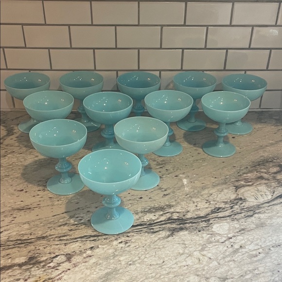 Dining | Goblets Coupe Glasses French Portieux Vallerysthal Blue ...